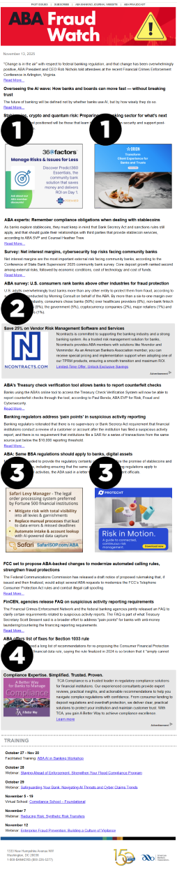 ABA Fraud Watch eNewsletter – American Bankers Association Media Guide