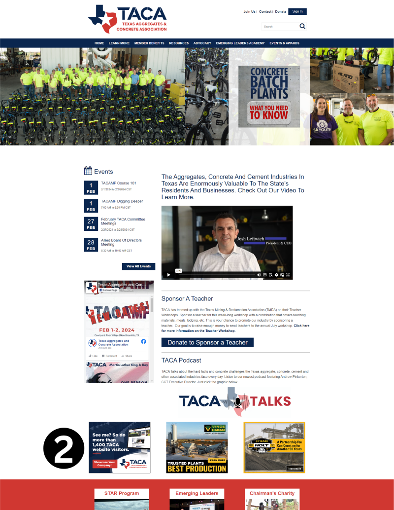 TACA Website – Texas Aggregates & Concrete Association Media Guide