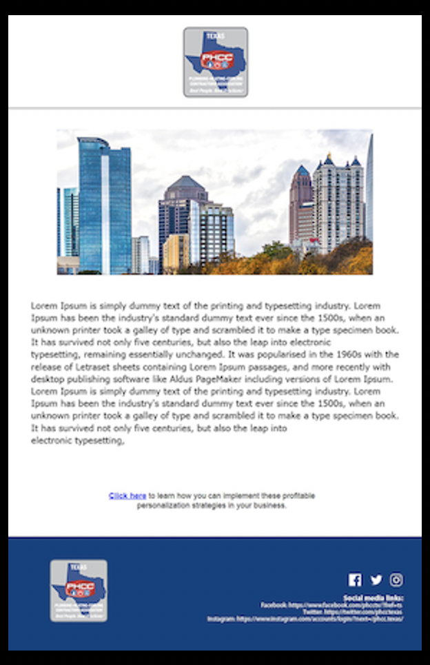 Monthly Sponsored Email – PHCC Texas Media Guide